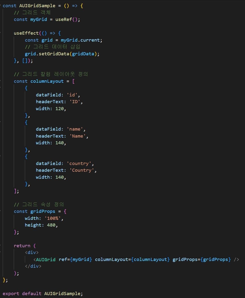 AUIGrid for React.js DEMO